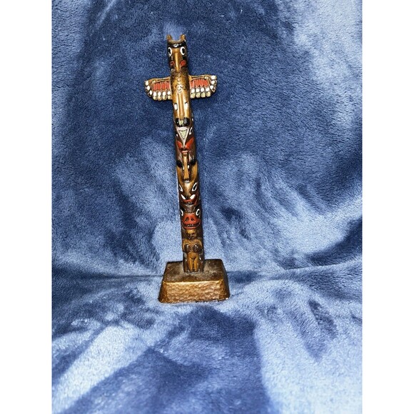 Art | Alaska Souvenir Resin Totem Pole Boma Mini Eagle Brown 6 Hand ...